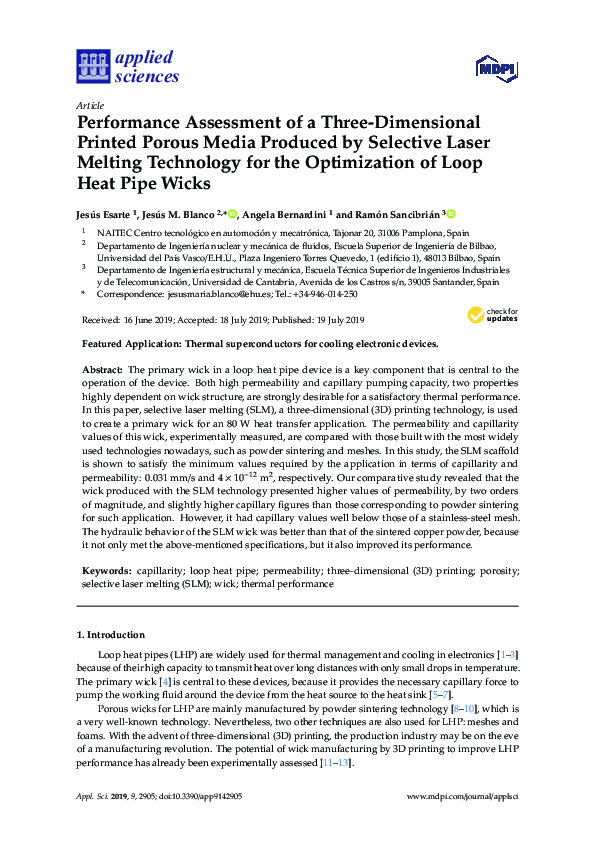 (PDF) Performance Assessment of a Three-Dimensional Printed Porous Media Produced by Selective ...