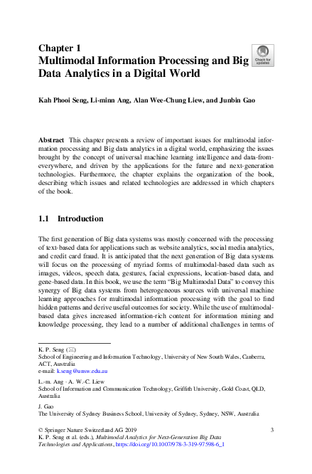 (PDF) Multimodal Information Processing and Big Data Analytics in a Digital World