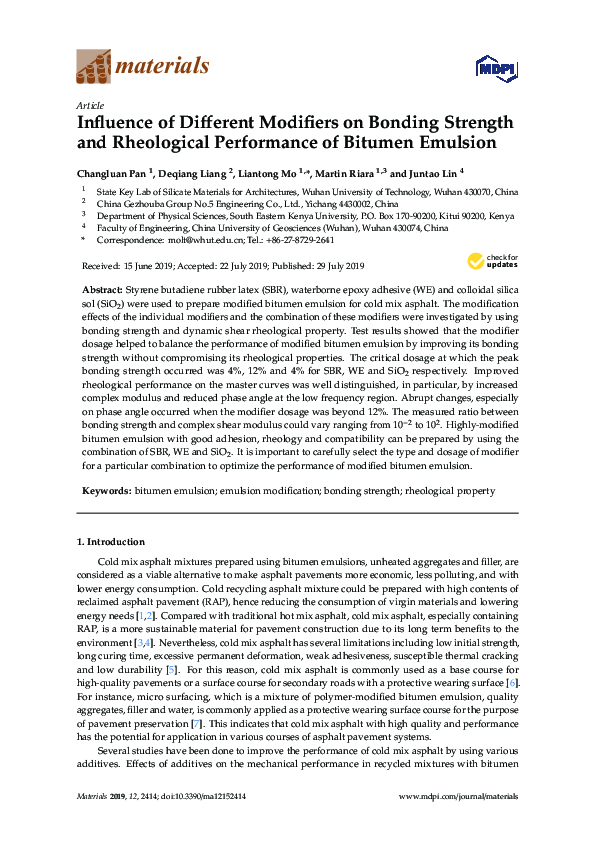 (PDF) Influence of Different Modifiers on Bonding Strength and ...