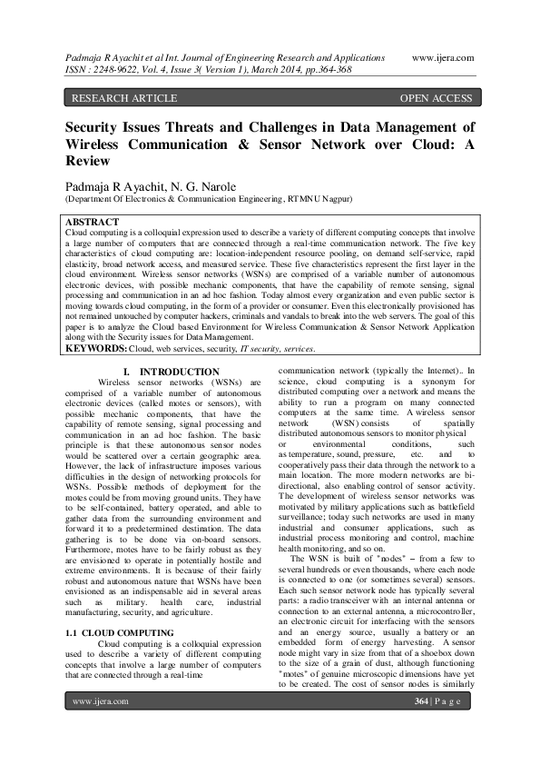 (PDF) Security Issues Threats and Challenges in Data Management of ...