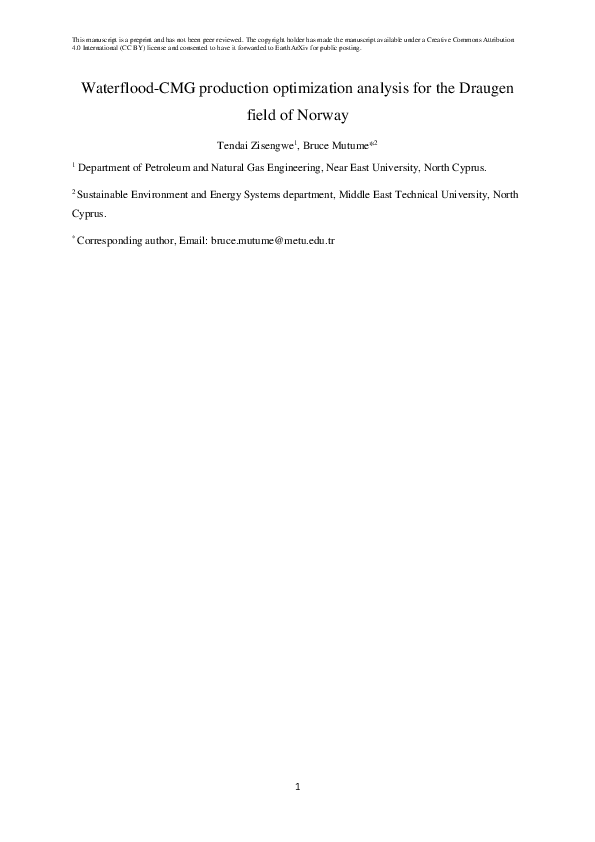 (PDF) Waterflood-CMG production optimization analysis for the Draugen field of Norway