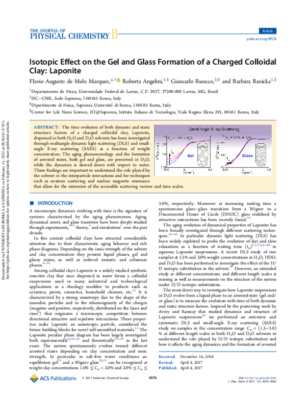 (PDF) Isotopic Effect on the Gel and Glass Formation of a Charged ...