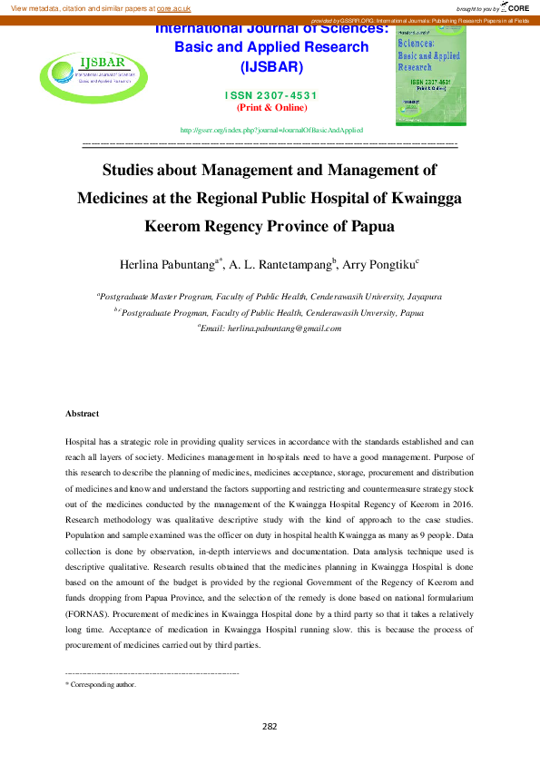 (PDF) Studies about Management and Management of Medicines at the ...