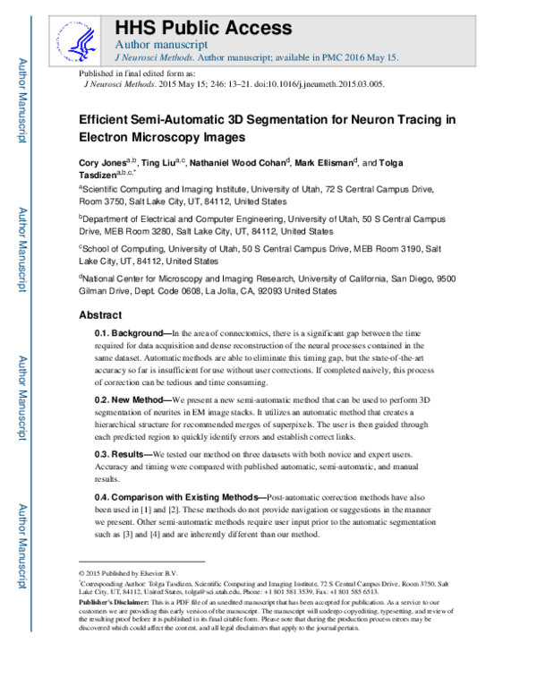(PDF) Efficient semi-automatic 3D segmentation for neuron tracing in ...
