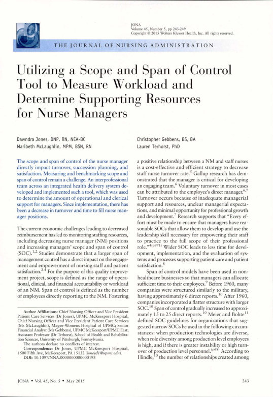 (PDF) Utilizing a Scope and Span of Control Tool to Measure Workload ...