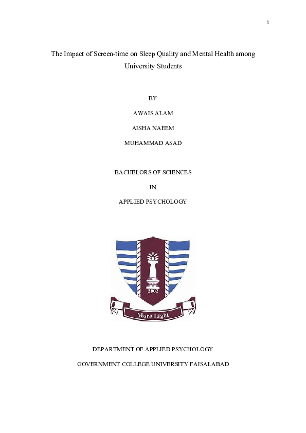 (DOC) The Impact of Screen-time on Sleep Quality and Mental Health ...