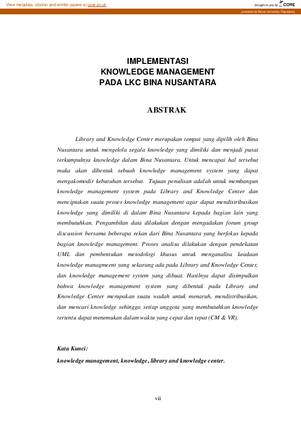 (PDF) Implementasi Knowledge Management Pada LKC Bina Nusantara