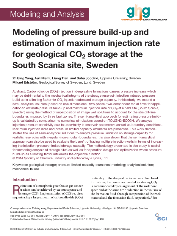 (PDF) Modeling of pressure build-up and estimation of maximum injection ...