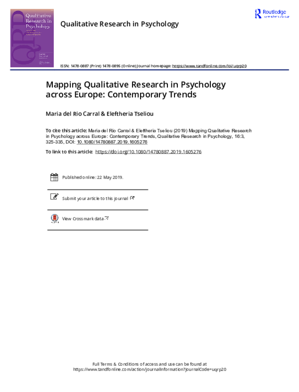 (PDF) Mapping Qualitative Research in Psychology across Europe ...