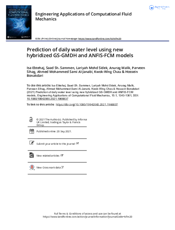 (PDF) Prediction of daily water level using new hybridized GS-GMDH and ...