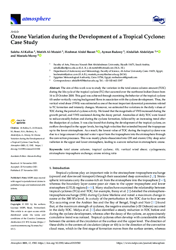 (PDF) Ozone Variation during the Development of a Tropical Cyclone ...