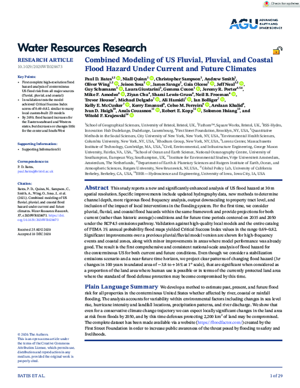 (PDF) Combined Modeling of US Fluvial, Pluvial, and Coastal Flood Hazard Under Current and ...