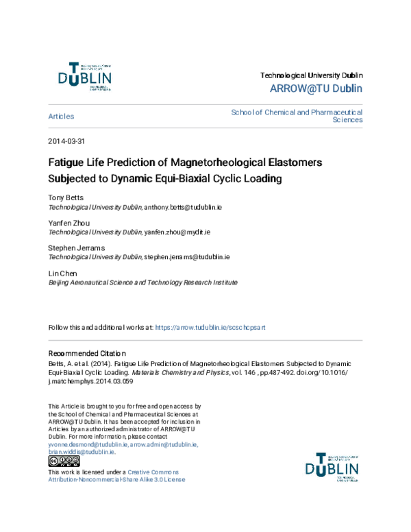 (PDF) Fatigue Life Prediction of Magnetorheological Elastomers ...