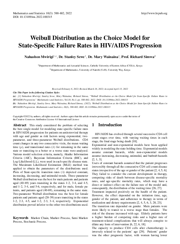 (PDF) Weibull Distribution as the Choice Model for State-Specific ...