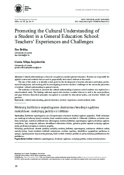 (PDF) Promoting the Cultural Understanding of a Student in a General ...
