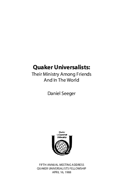 (PDF) Quaker Universalists Their Ministry Among Friends and in the World