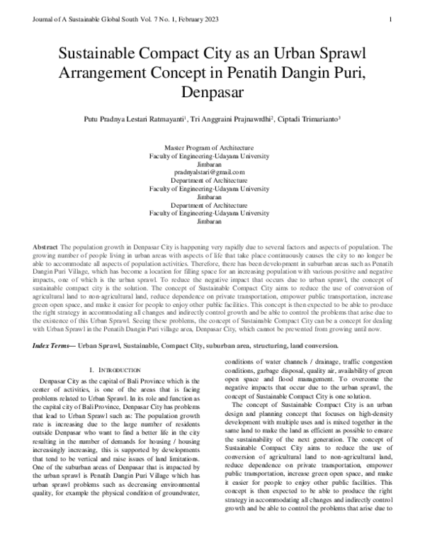 (PDF) Sustainable Compact City as an Urban Sprawl Arrangement Concept ...