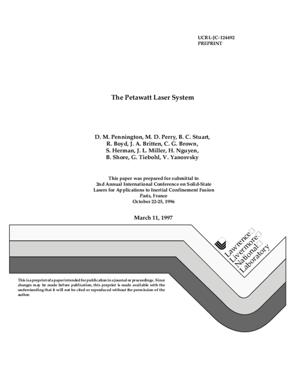 (PDF) Petawatt laser system