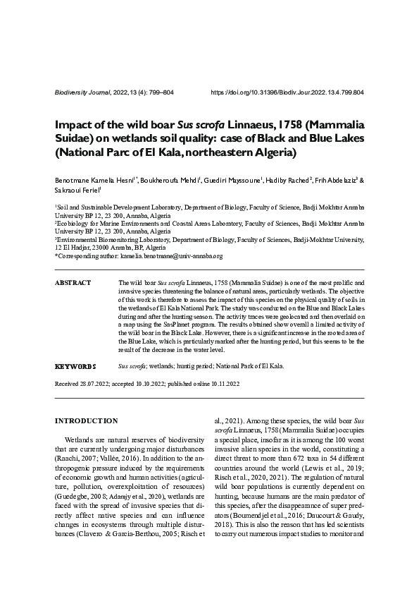 (PDF) Impact of the wild boar Sus scrofa Linnaeus, 1758 (Mammalia ...