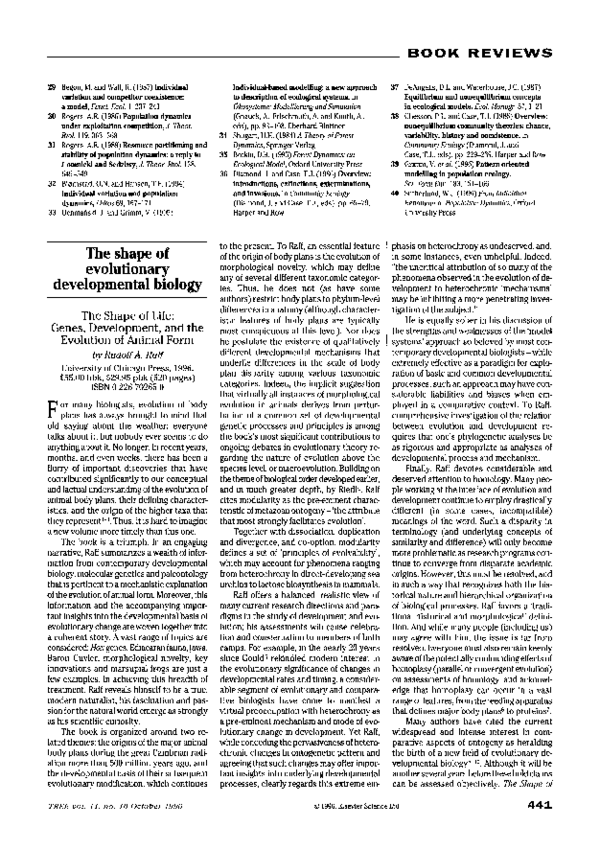 (PDF) The shape of life: Genes, development, and the evolution of ...