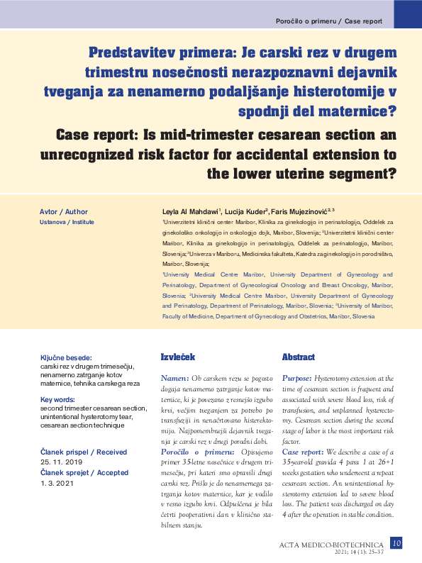 (PDF) Case report: Is mid-trimester cesarean section an unrecognized ...