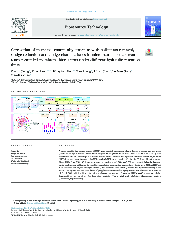 (PDF) Correlation of microbial community structure with pollutants removal, sludge reduction and ...