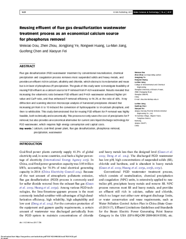 (PDF) Reusing effluent of flue gas desulfurization wastewater treatment ...