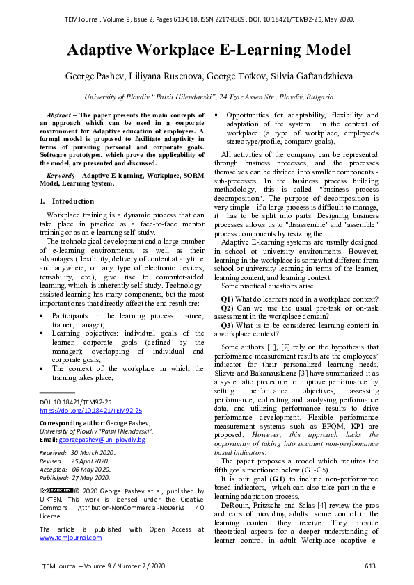 (PDF) Adaptive Workplace E-Learning Model