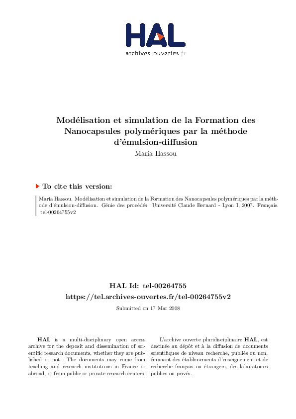 (PDF) Modeling and simulation of polymeric nanocapsule formation by ...