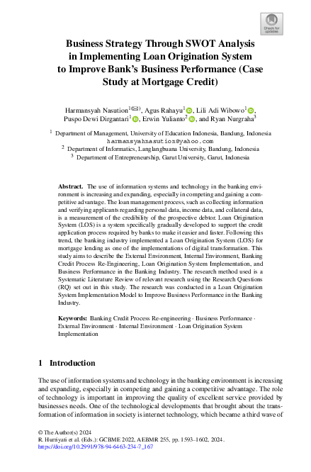(PDF) Business Strategy Through SWOT Analysis in Implementing Loan ...