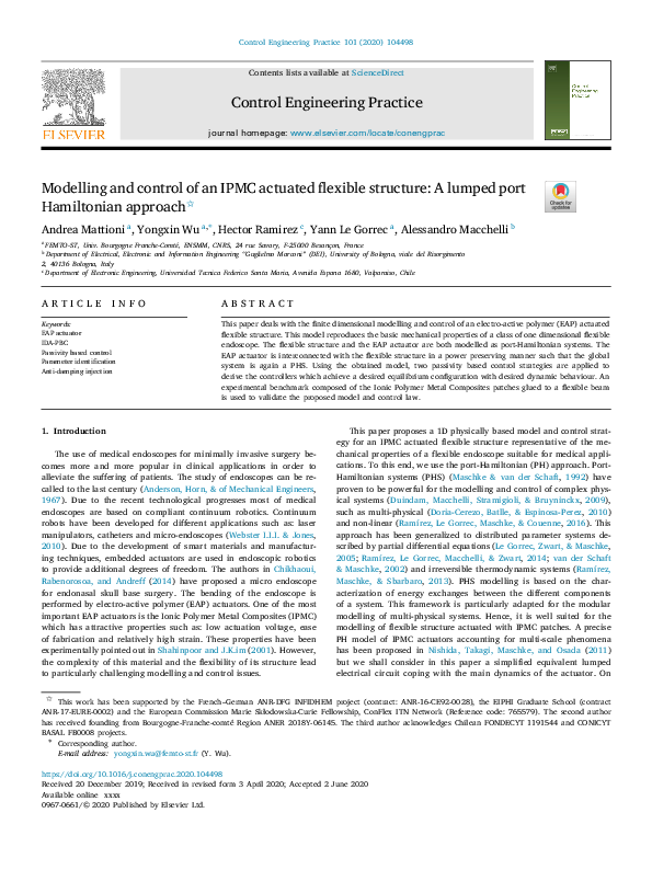 (PDF) Modelling and control of an IPMC actuated flexible structure: A ...