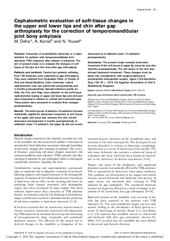 (PDF) Cephalometric evaluation of soft-tissue changes in the upper and lower lips and chin after ...