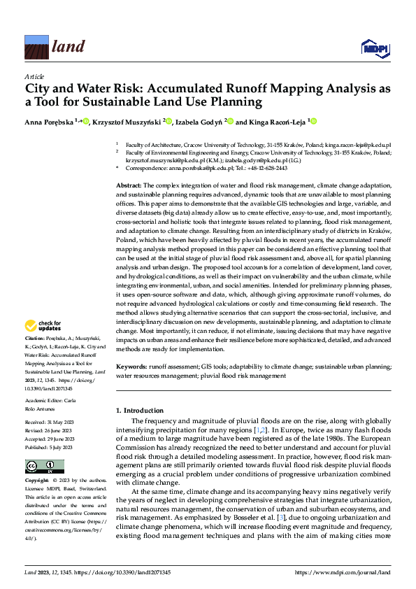 (PDF) City and Water Risk: Accumulated Runoff Mapping Analysis as a Tool for Sustainable Land ...