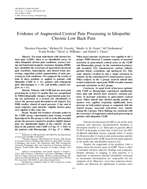 (PDF) Evidence of augmented central pain processing in idiopathic ...