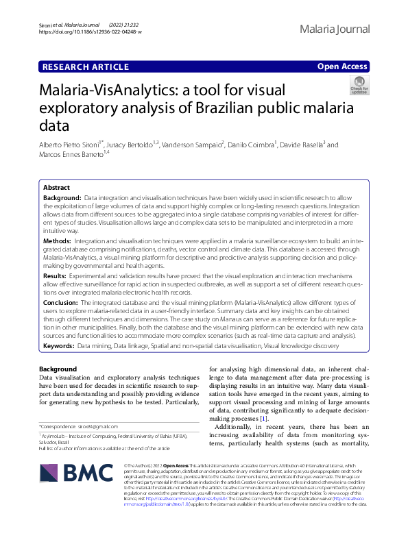 (PDF) Malaria-VisAnalytics: a tool for visual exploratory analysis of ...
