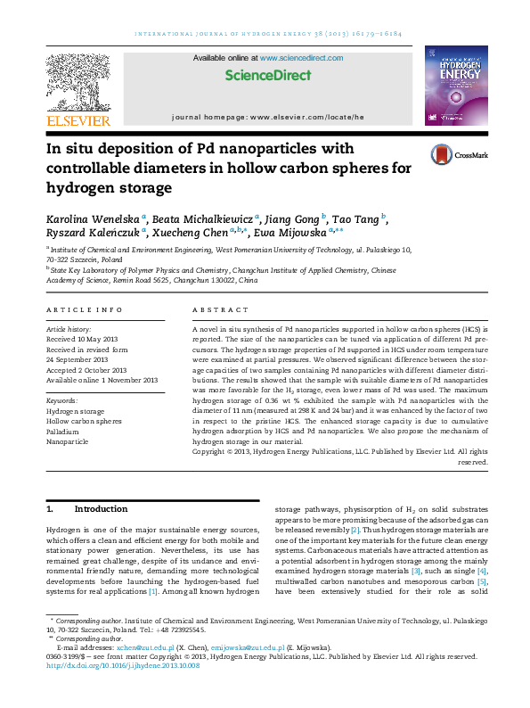 (PDF) In situ deposition of Pd nanoparticles with controllable diameters in hollow carbon ...