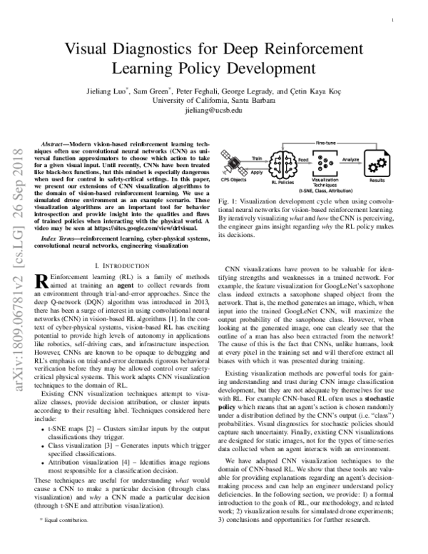 (PDF) Visual Diagnostics for Deep Reinforcement Learning Policy Development