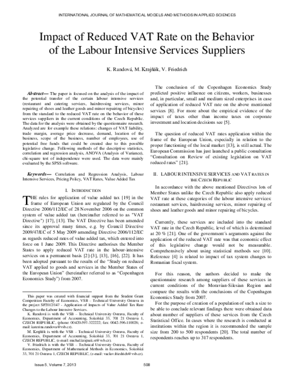 (PDF) Impact of Reduced VAT Rate on the Behavior of the Labour ...