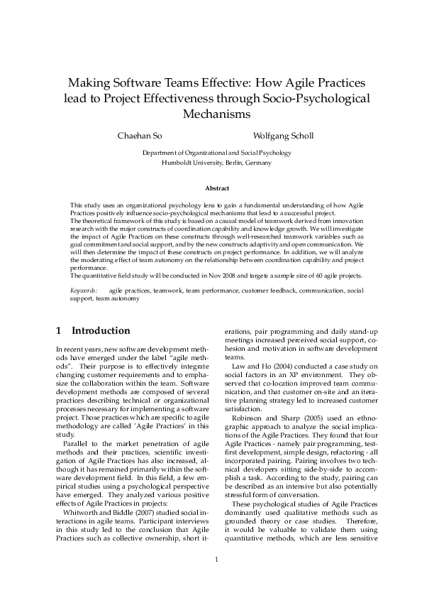 (PDF) Making Software Teams Effective: How Agile Practices lead to Project Effectiveness through ...