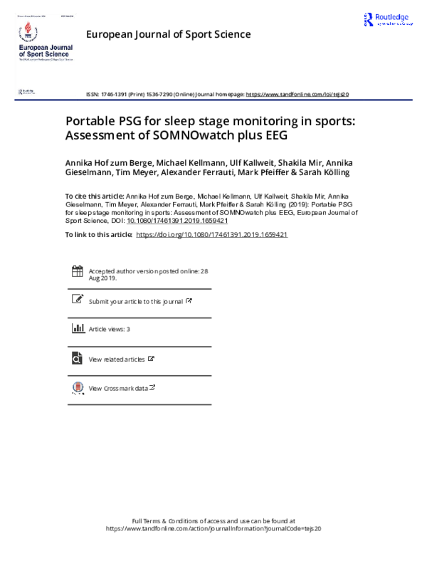 (PDF) Portable PSG for sleep stage monitoring in sports: Assessment of ...