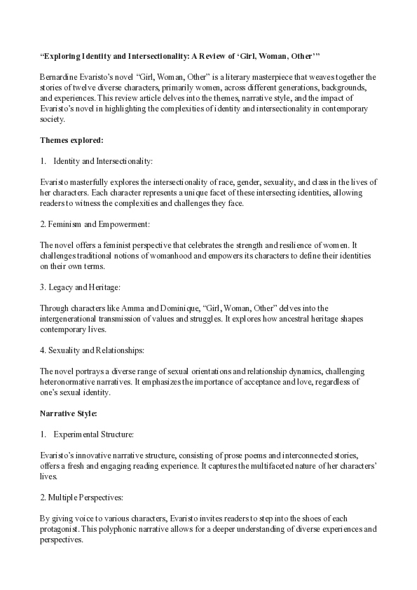 Pdf Exploring Identity And Intersectionality A Review Of Girl