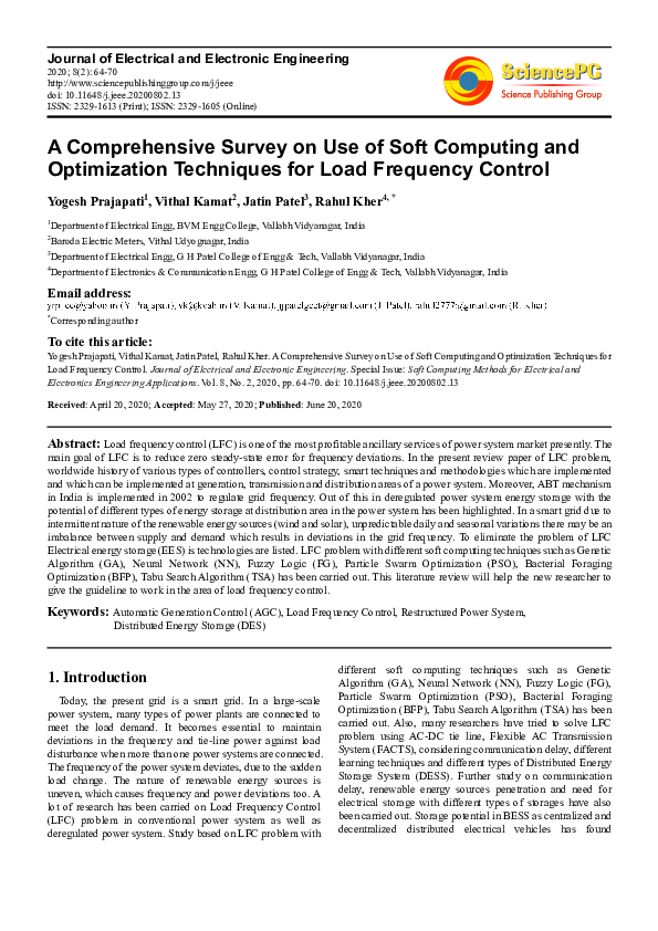 (PDF) A Comprehensive Survey on Use of Soft Computing and Optimization Techniques for Load ...