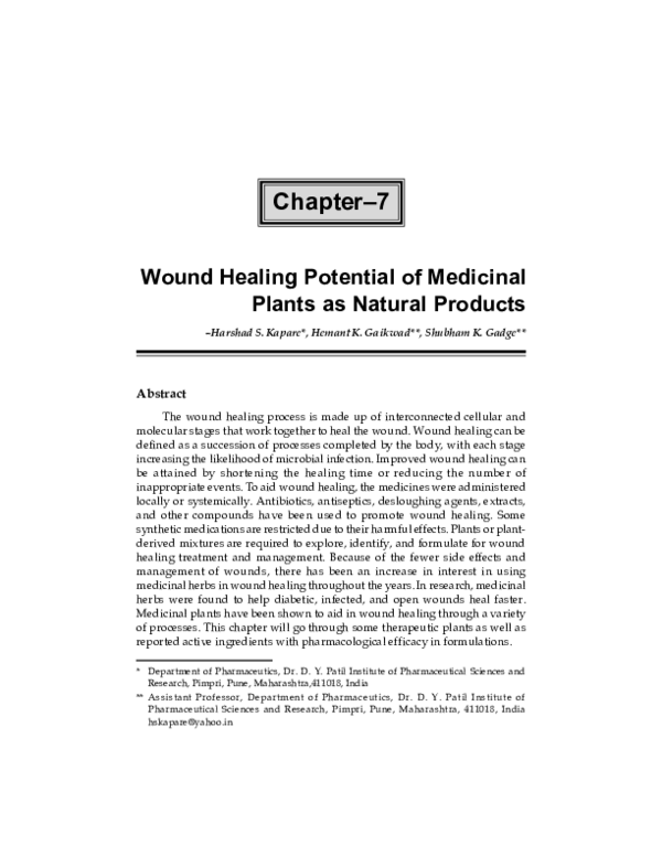 (PDF) Chapter-7 Wound Healing Potential of Medicinal Plants as Natural ...