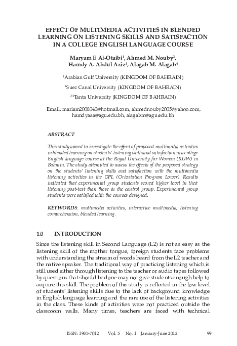 (PDF) Effect of Multimedia Activities in Blended Learning on Listening ...