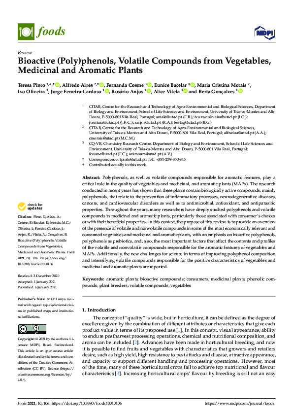 (PDF) Bioactive (Poly)phenols, Volatile Compounds from Vegetables ...