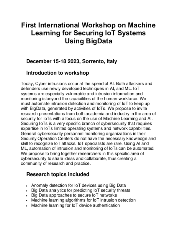 (PDF) First International Workshop on Machine Learning for Securing IoT ...