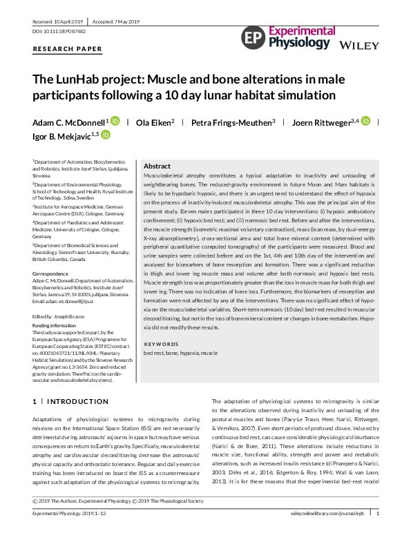 (PDF) The LunHab project: Muscle and bone alterations in male ...