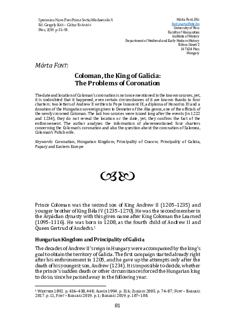 (PDF) Coloman, the King of Galicia