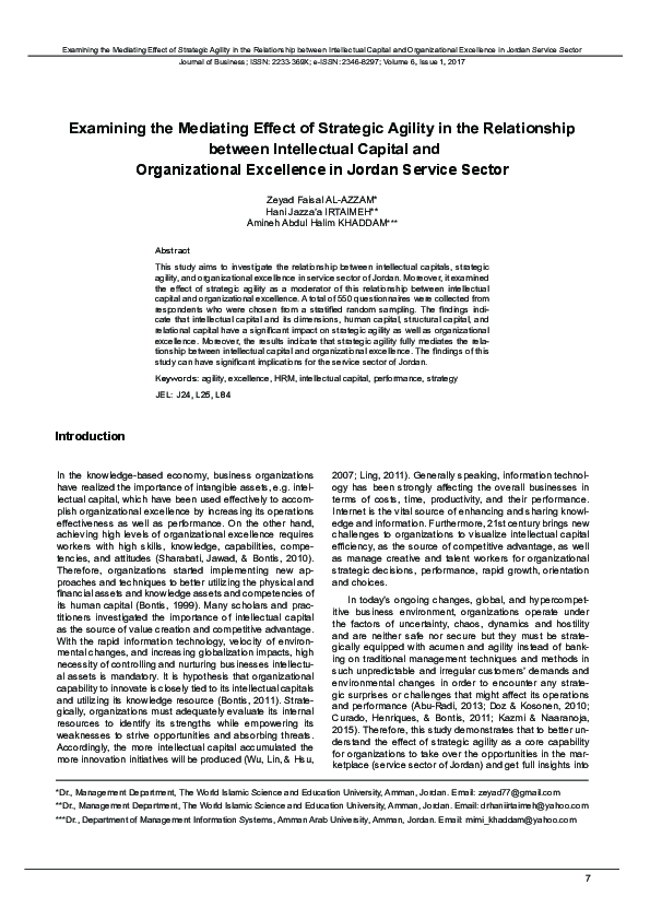 (PDF) Examining the Mediating Effect of Strategic Agility in the Relationship between ...