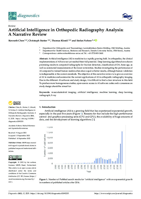 (PDF) Artificial Intelligence in Orthopedic Radiography Analysis: A ...
